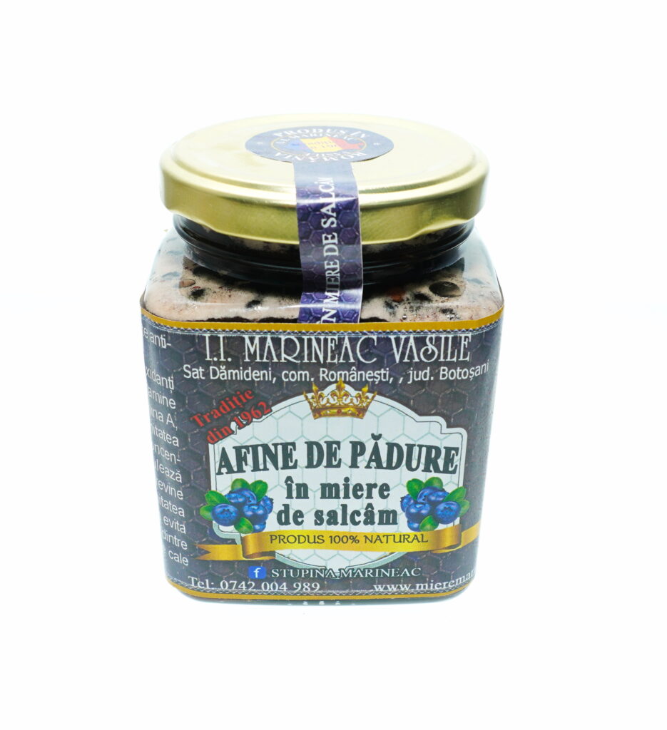 Afine de pădure în miere de salcâm 400g - Miere Marineac